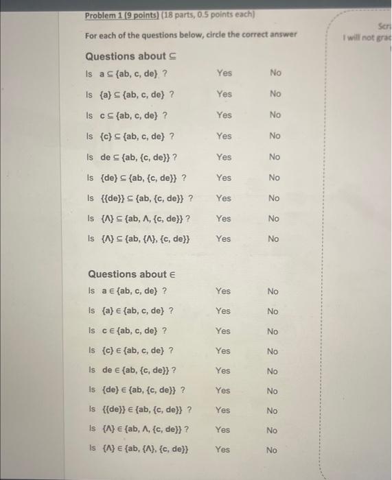 Solved For each of the questions below, circle the correct | Chegg.com