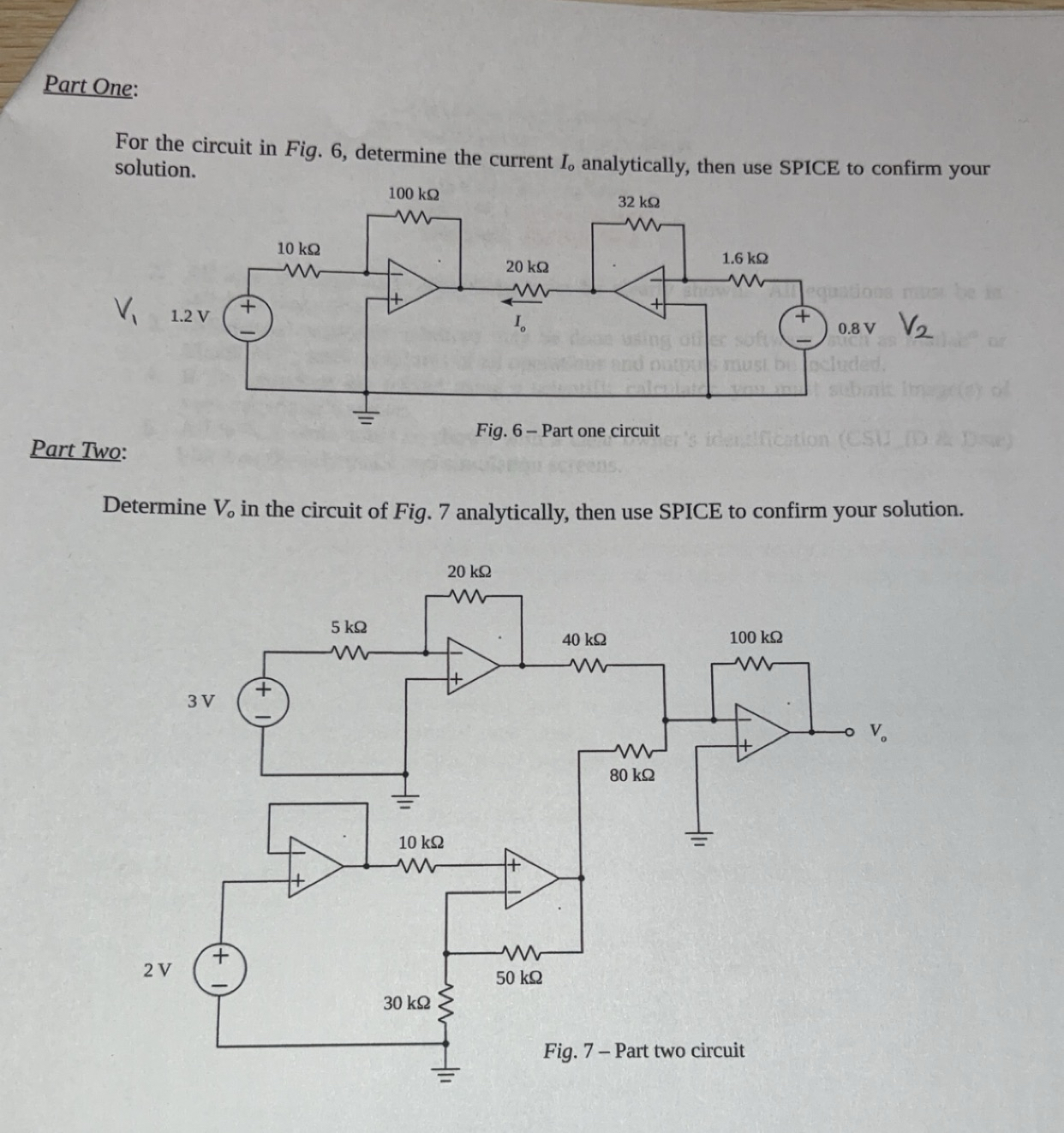 Solved Part One:For the circuit in Fig. 6, ﻿determine the | Chegg.com