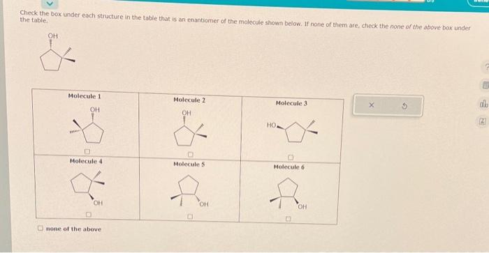 Solved Check the box under each structure in the table that | Chegg.com