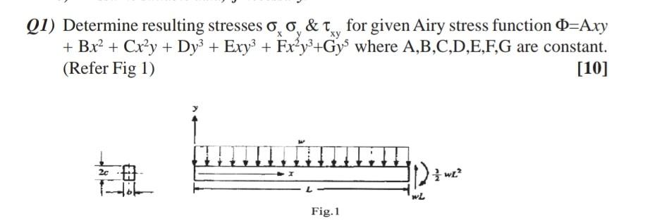 Solved Q1) ﻿Determine resulting stresses σxσy&τxy ﻿for given | Chegg.com