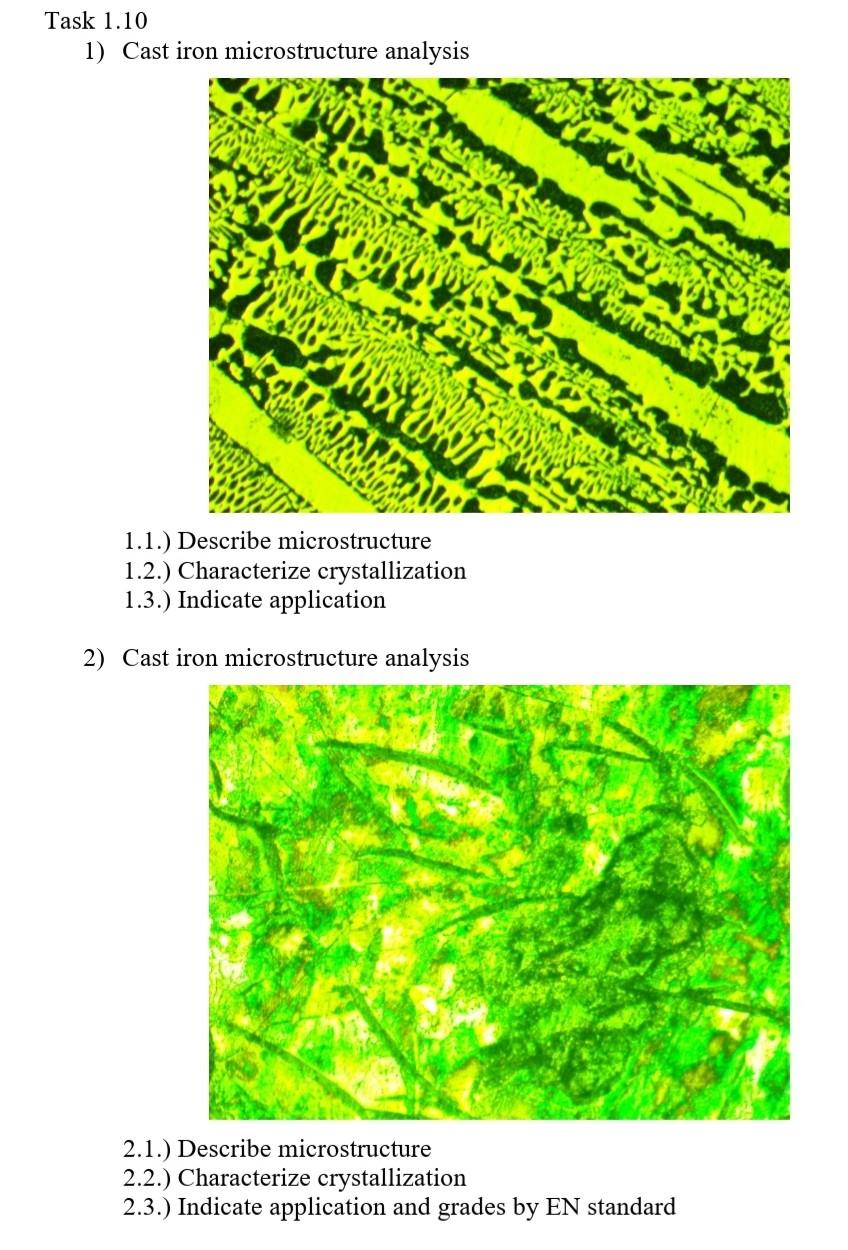Solved Task 1.10 1) Cast iron microstructure analysis White | Chegg.com