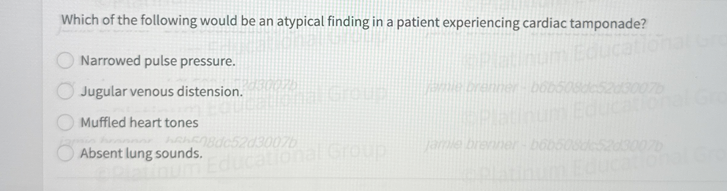 Solved Which of the following would be an atypical finding | Chegg.com