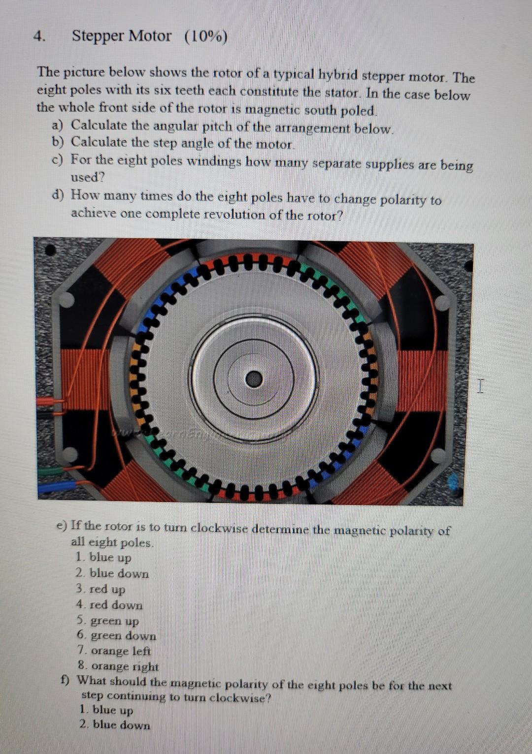 Solved 4. Stepper Motor (10%) The picture below shows the | Chegg.com