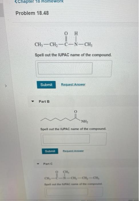 Solved Submit Request Answer Part B NH Spell out the IUPAC | Chegg.com