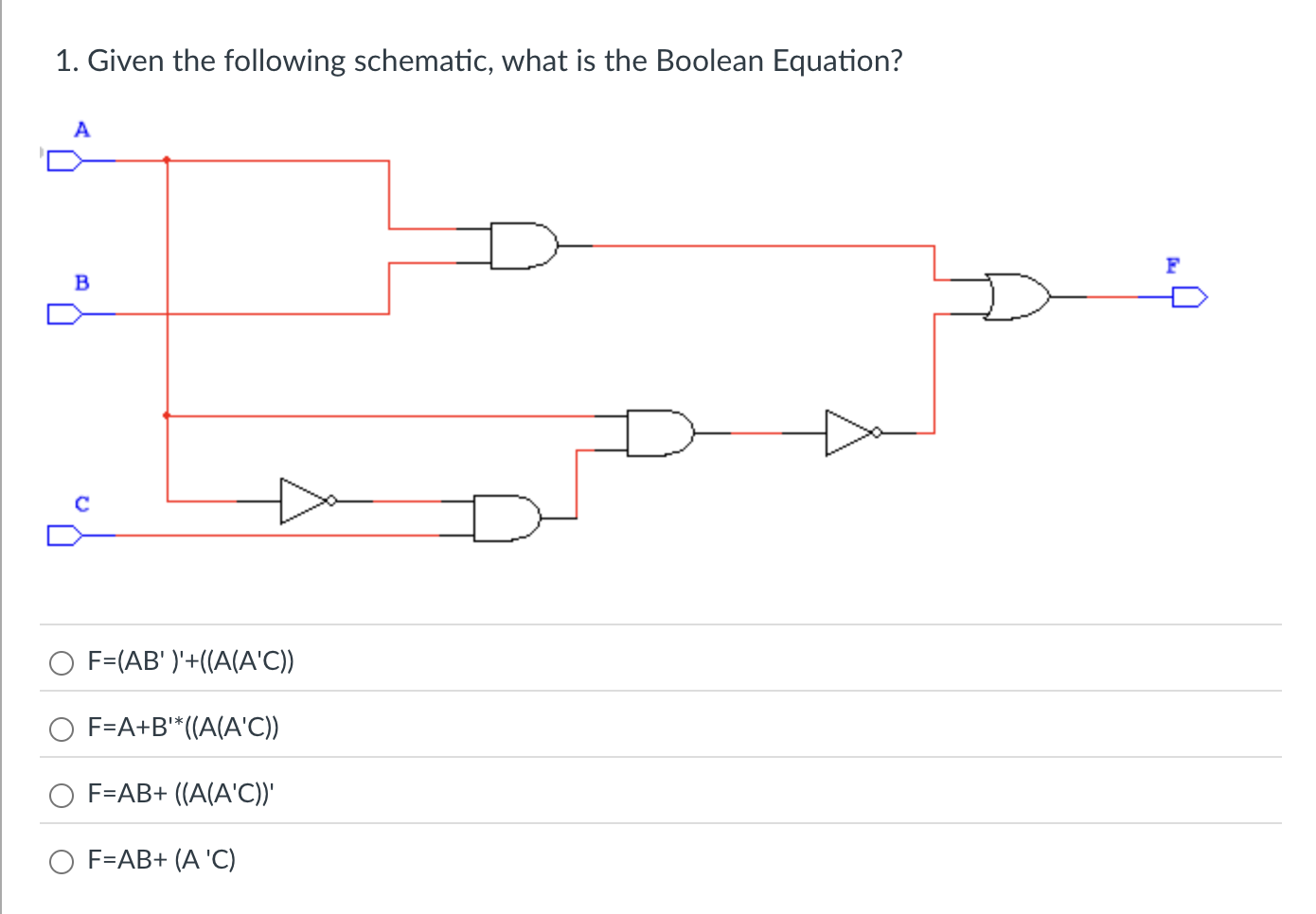 Solved Given the following schematic, what is the Boolean | Chegg.com