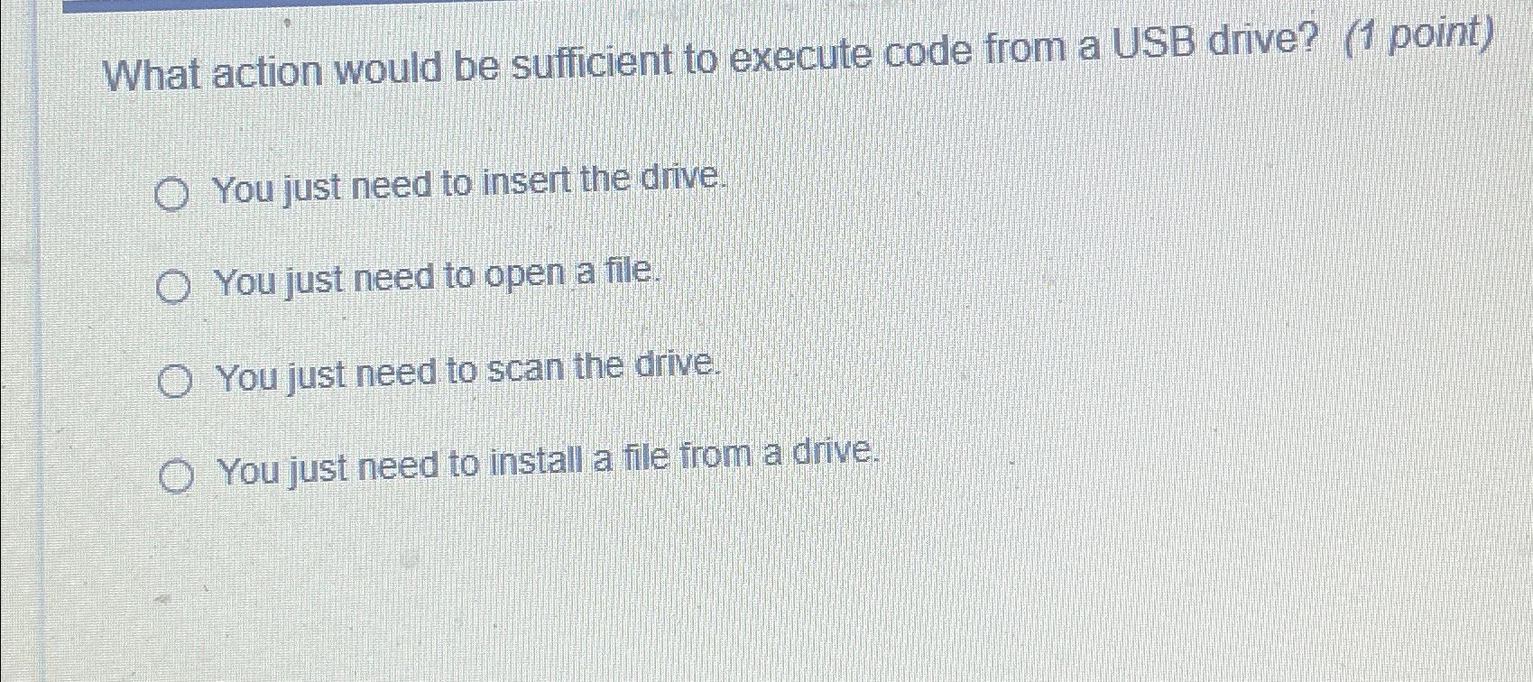 Solved What action would be sufficient to execute code from | Chegg.com