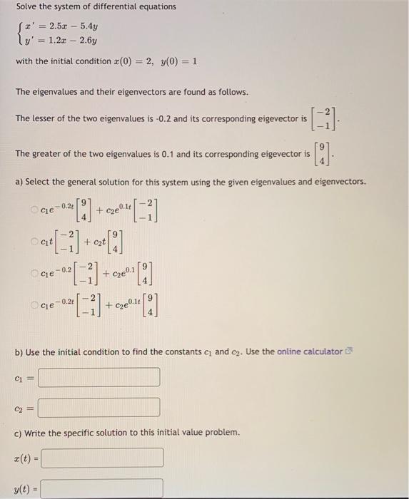 Solved Solve the system of differential equations | Chegg.com