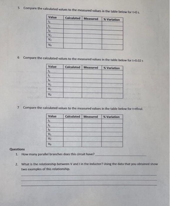 Solved 5 Compare the calculated values to the measured | Chegg.com