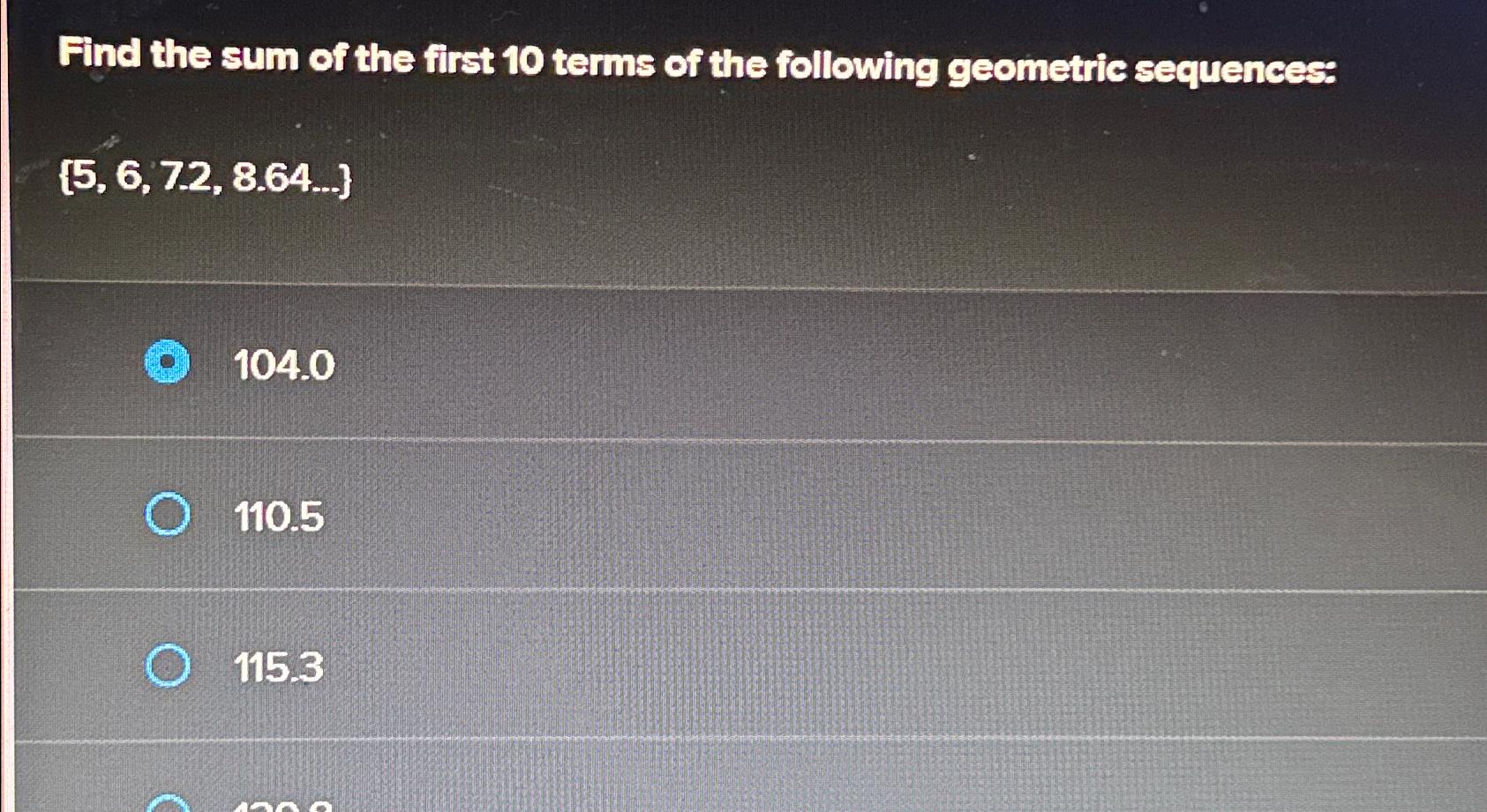 Solved Find the sum of the first 10 ﻿terms of the following | Chegg.com