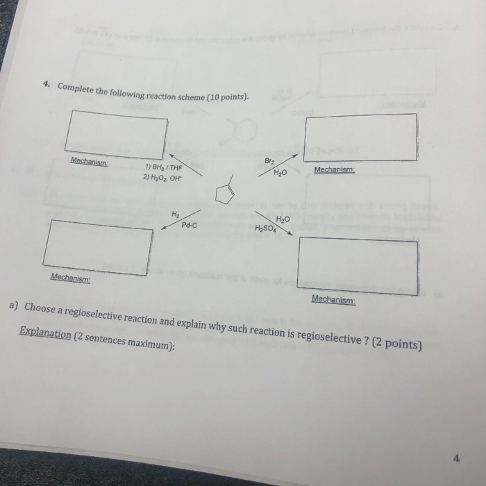 Solved * Complete the following reaction scheme (10 points) | Chegg.com