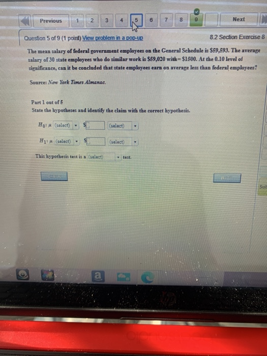 Solved Previous 1 2 3 4 R 7 Next : Next Question 5 of 9 (1 | Chegg.com
