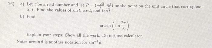 Solved 26) a) Lett be a real number and let P = (-3,-¹) be | Chegg.com