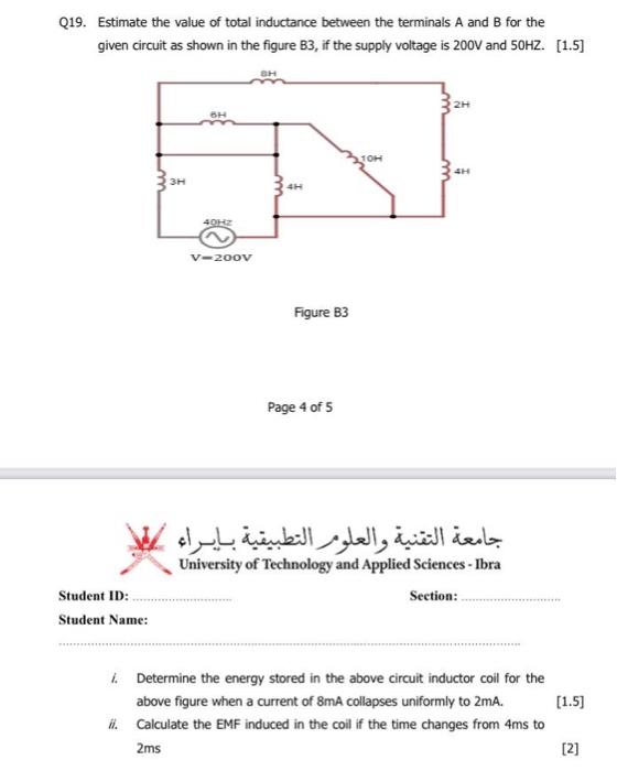 Solved Q19. Estimate the value of total inductance between | Chegg.com