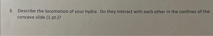 Solved 3. Describe the locomotion of your hydra. Do they | Chegg.com