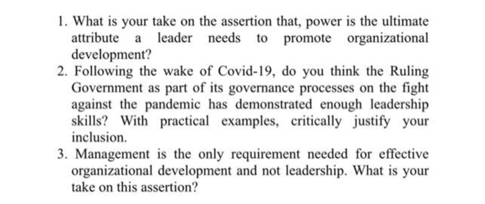 Solved 1. What is your take on the assertion that, power is | Chegg.com