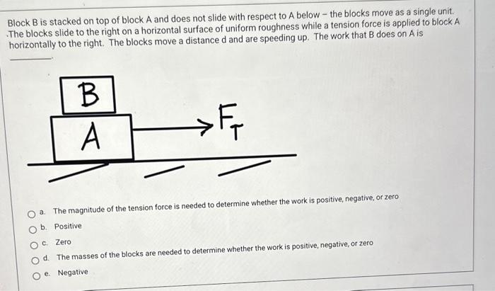 Solved Block B is stacked on top of block A and does not | Chegg.com