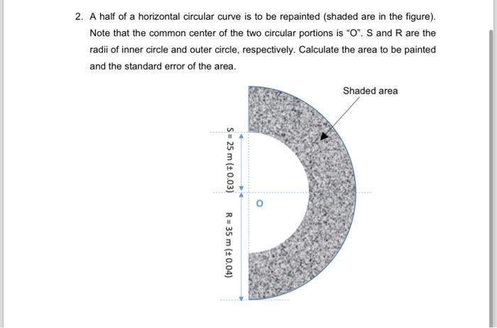 Solved 2. A half of a horizontal circular curve is to be | Chegg.com