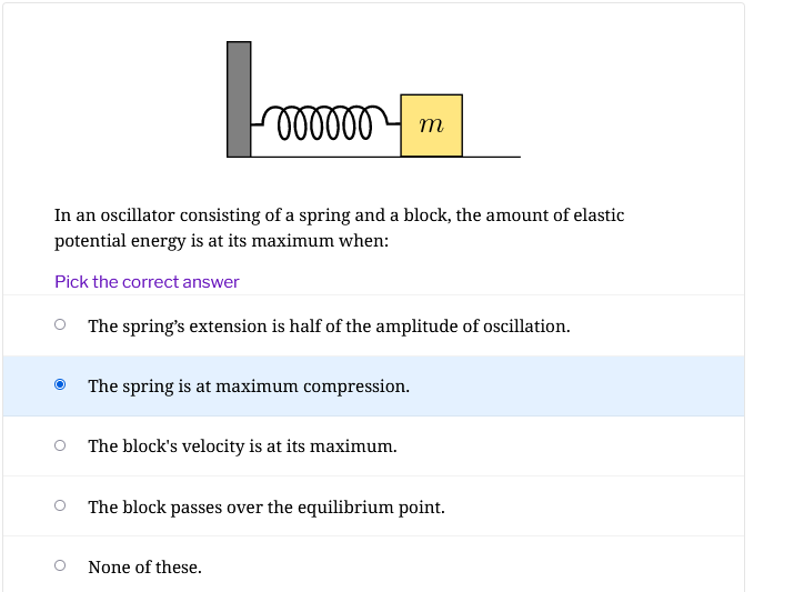 Solved In an oscillator consisting of a spring and a block, | Chegg.com