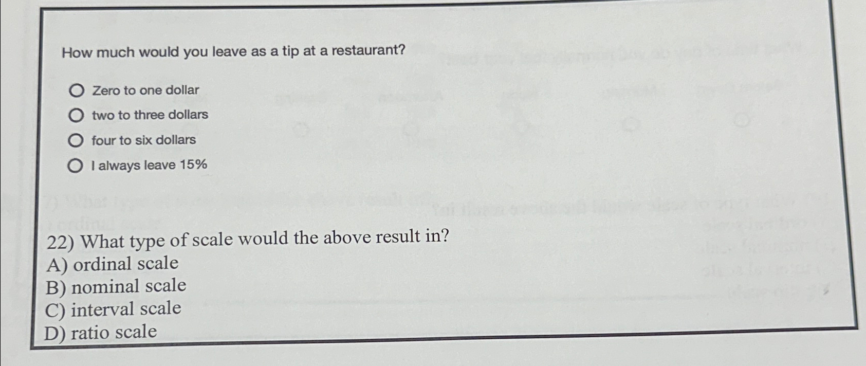 Solved How much would you leave as a tip at a | Chegg.com