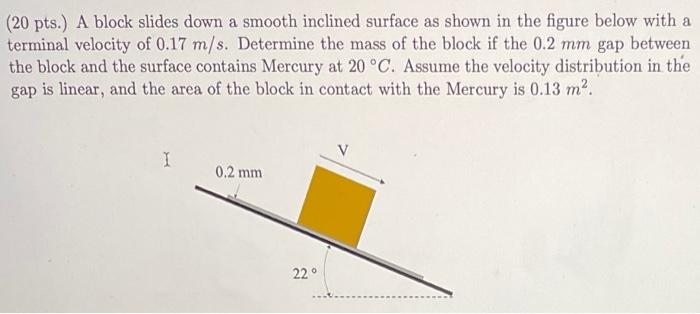Solved (20 pts.) A block slides down a smooth inclined | Chegg.com