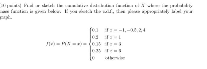 Solved Find or sketch the cumulative distribution function | Chegg.com
