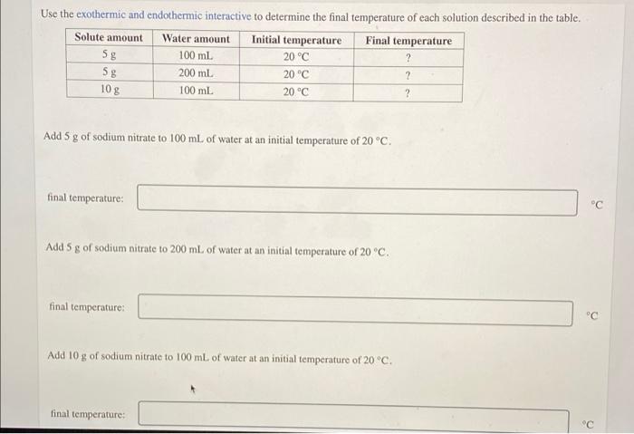 Solved Use the exothermic and endothermic interactive to | Chegg.com