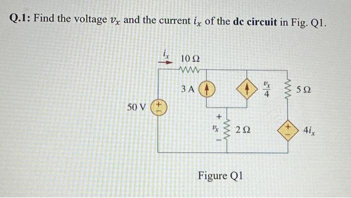 Solved Q.1: Find the voltage vx and the current ix of the de | Chegg.com