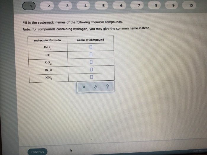 Solved 2 3 5 6 7 8 9 10 Fill in the systematic names of the | Chegg.com