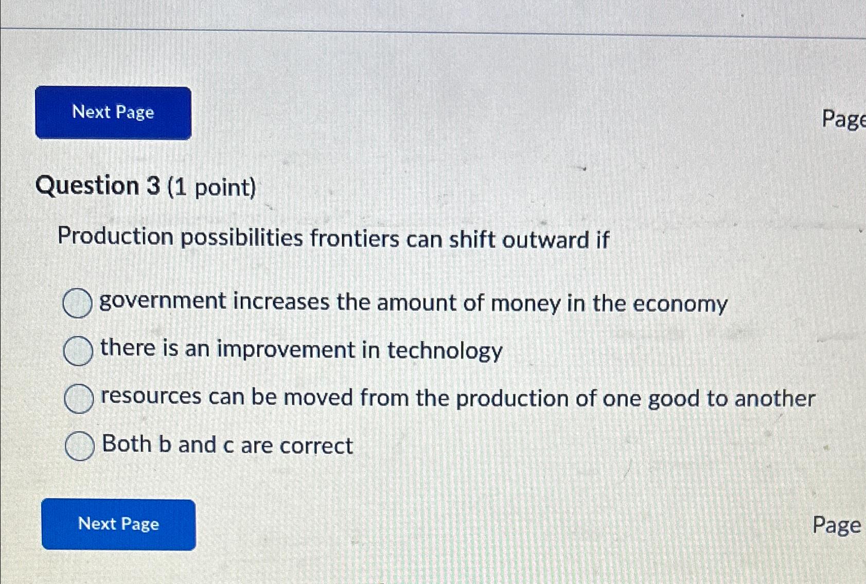 Solved Question 3 (1 ﻿point)Production possibilities | Chegg.com