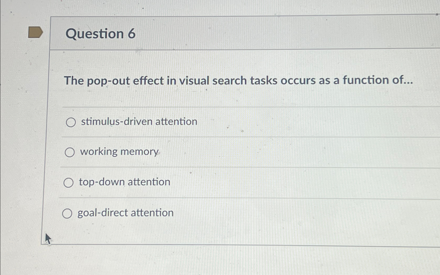 Solved Question 6The pop-out effect in visual search tasks | Chegg.com