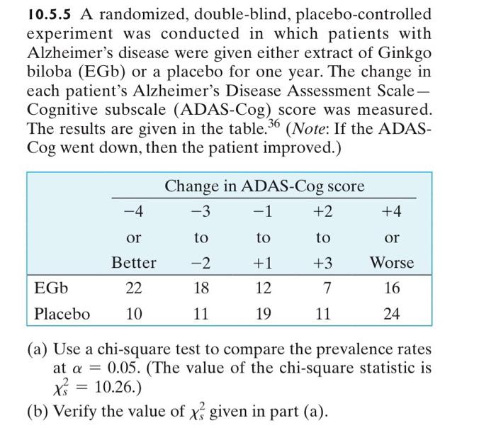 Solved 10.5.5 A randomized, double-blind, placebo-controlled | Chegg.com