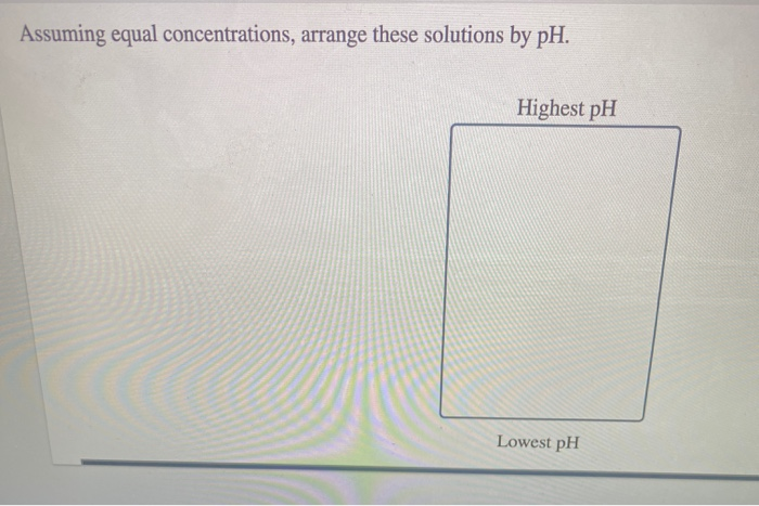 Solved Assuming equal concentrations, arrange these | Chegg.com
