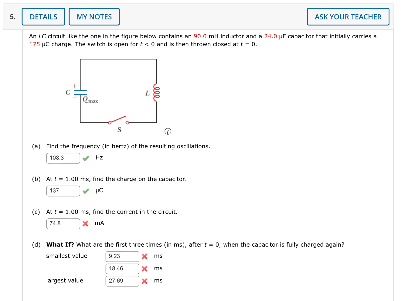 Solved An ??C ﻿circuit like the one in the figure below | Chegg.com