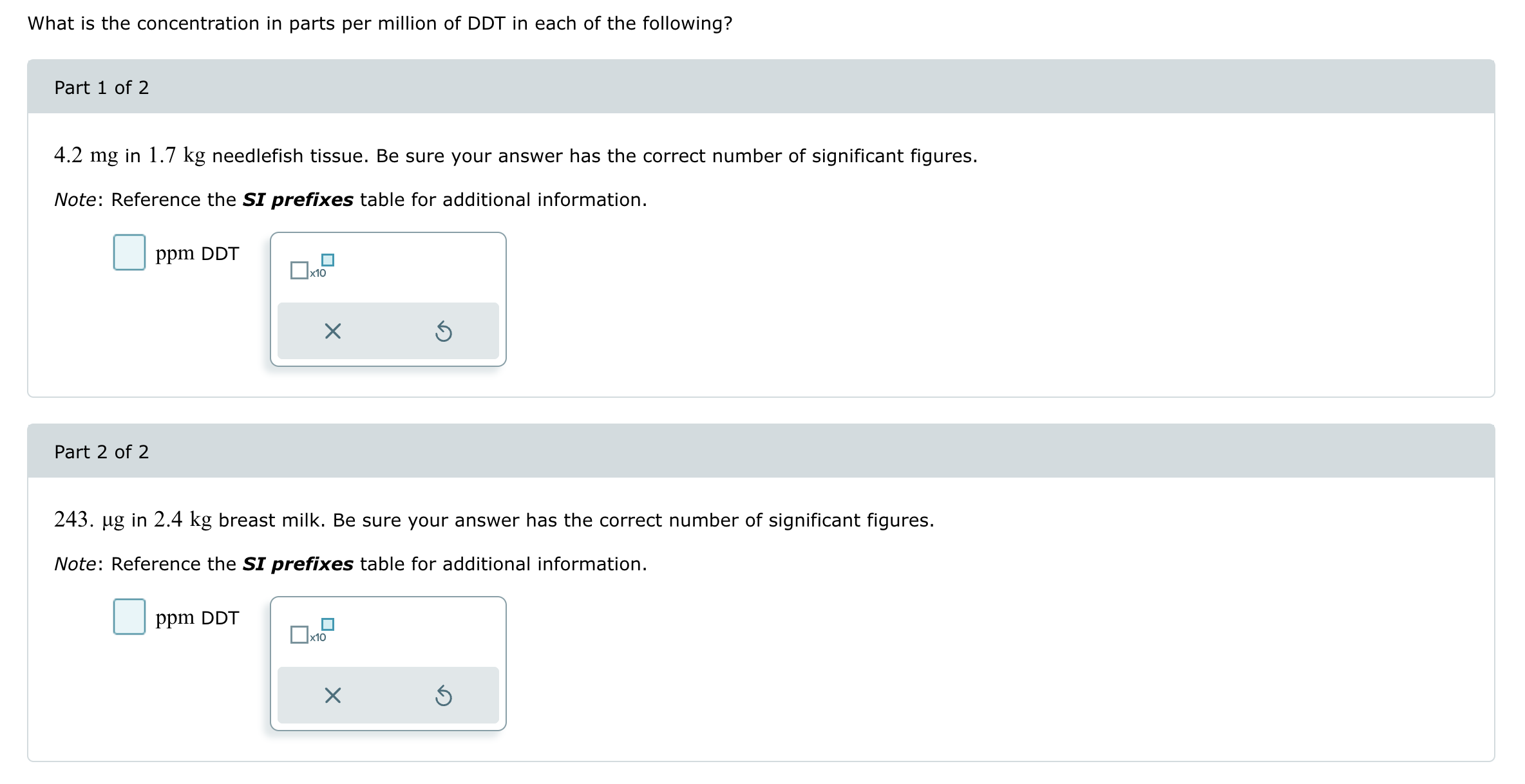 Solved What is the concentration in parts per million of DDT | Chegg.com