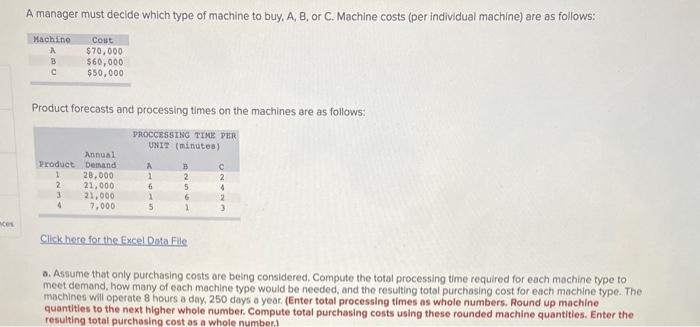Solved A manager must decide which type of machine to buy, | Chegg.com