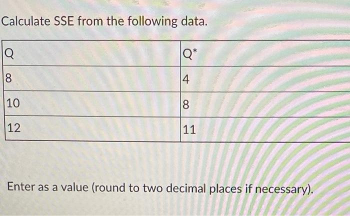 Solved Calculate SSE from the following data. lo 18 8 4 10 8 | Chegg.com