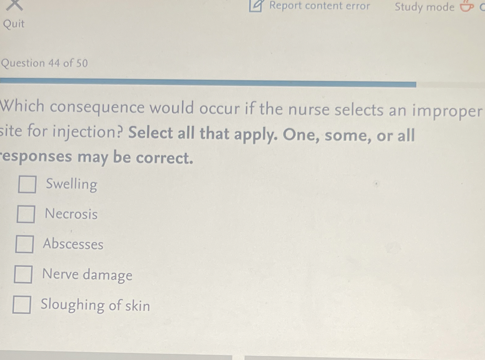 Solved Report content errorStudy modeQuitQuestion 44 ﻿of | Chegg.com