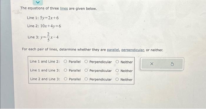 Solved The equations of three lines are given below. Line 1: | Chegg.com