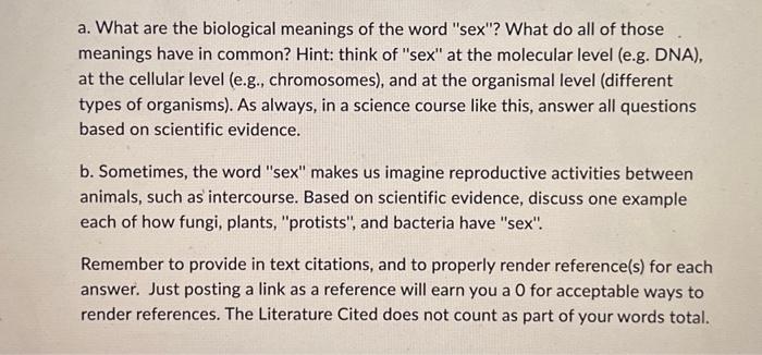Solved A What Are The Biological Meanings Of The Word