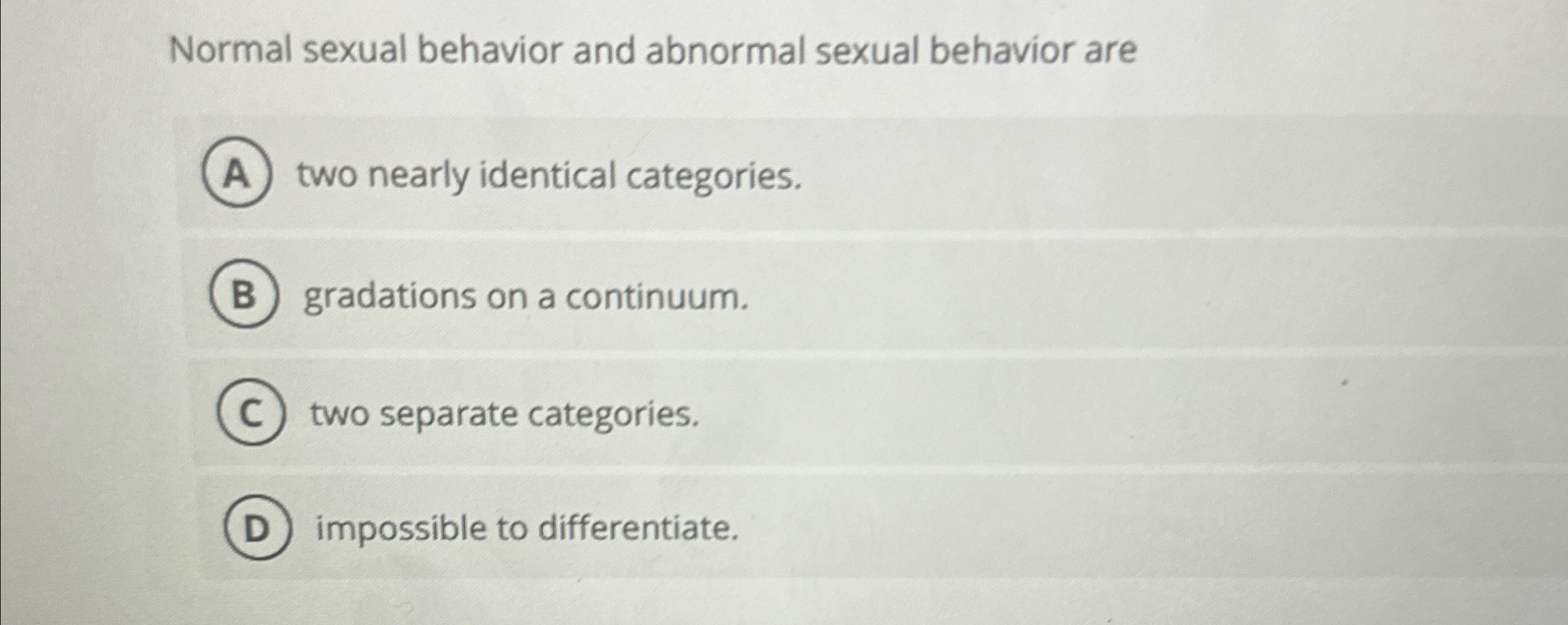 Solved Normal sexual behavior and abnormal sexual behavior | Chegg.com