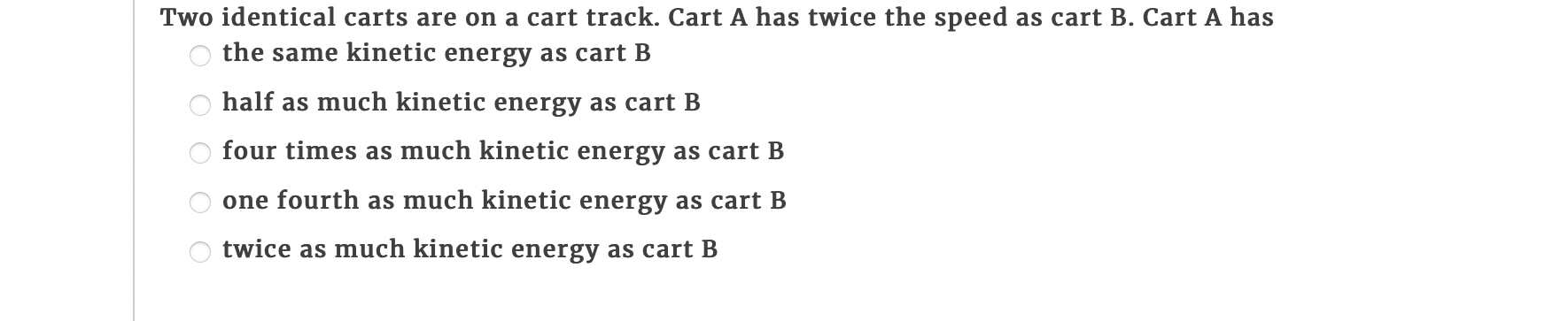 Solved Two identical carts are on a cart track. Cart A has | Chegg.com