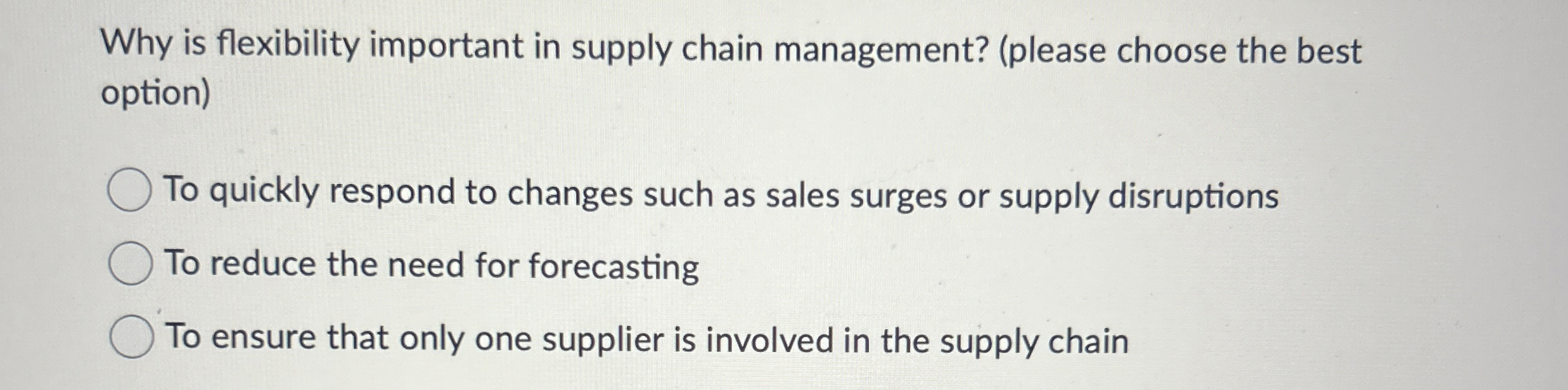 Solved Why is flexibility important in supply chain | Chegg.com
