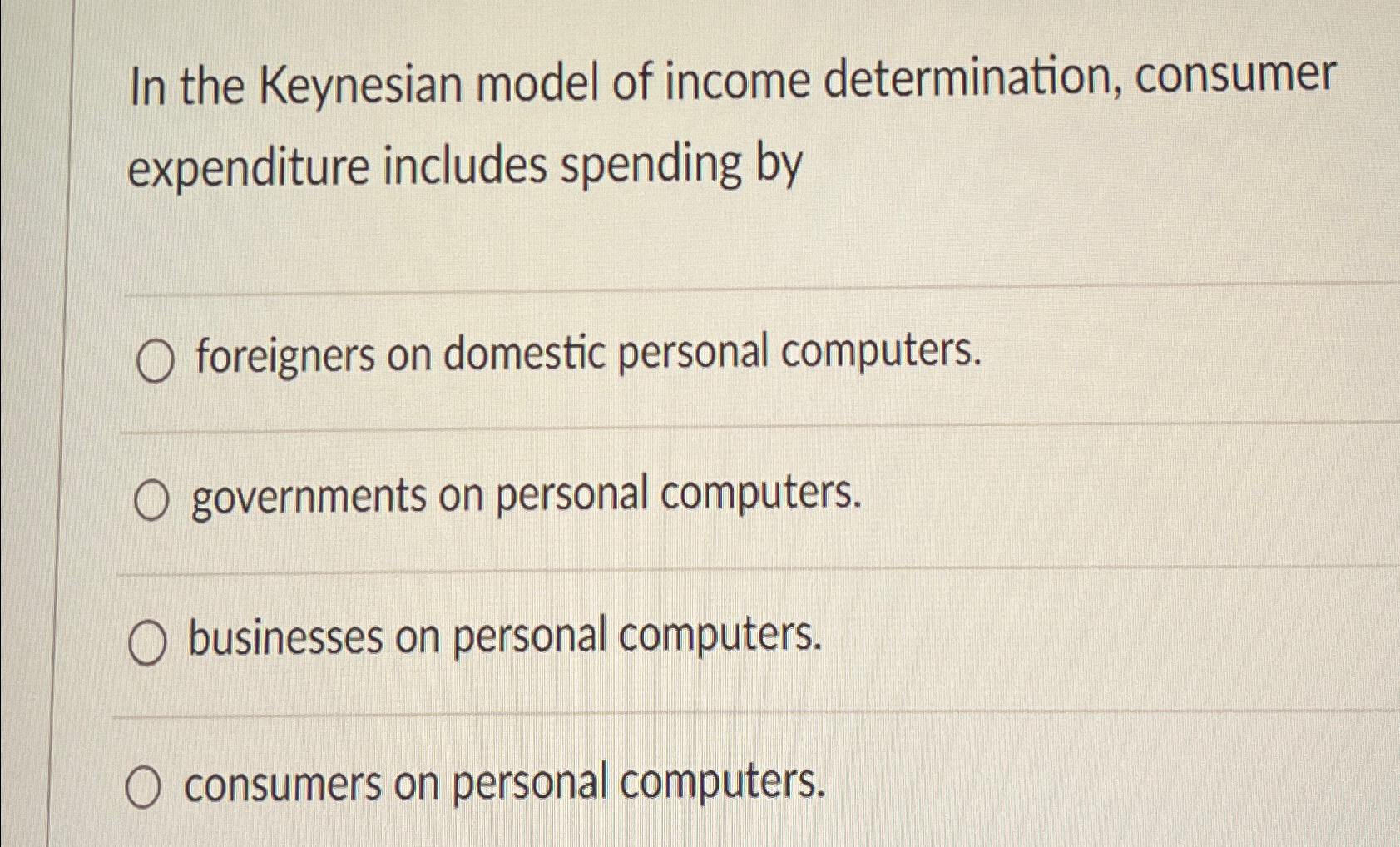 Solved In the Keynesian model of income determination, | Chegg.com