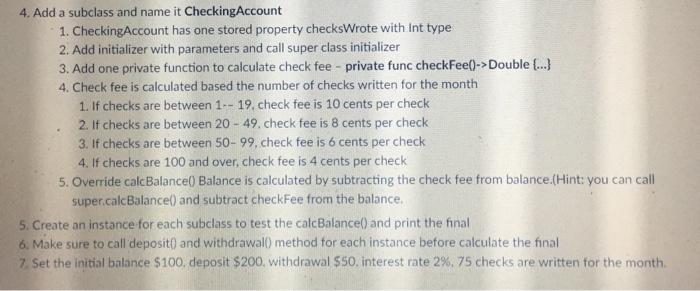 Solved Create super class and subclasses based the following | Chegg.com