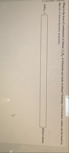 Solved What is the heat of combestion of ethane, C2H8, ﻿in | Chegg.com