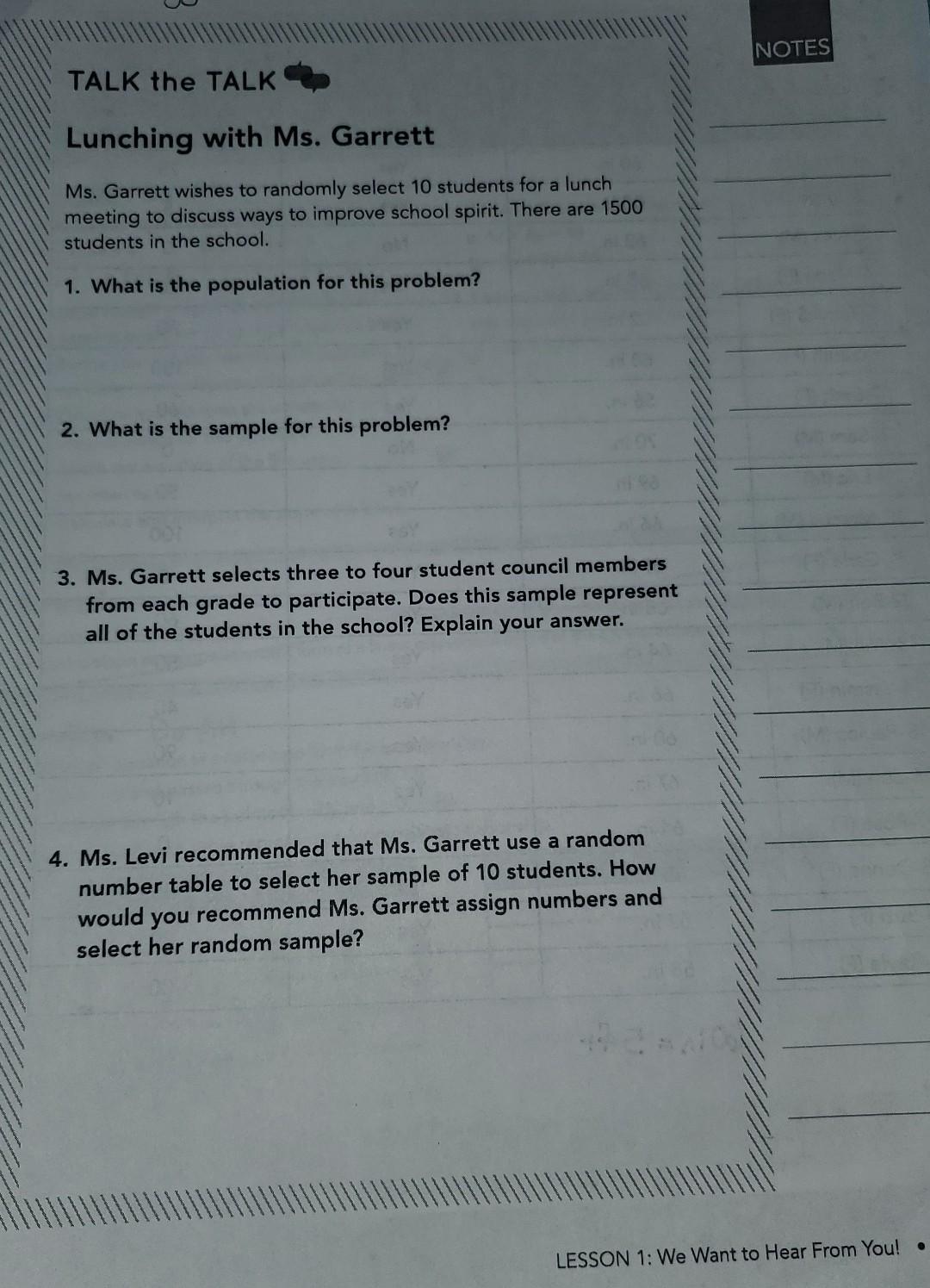 Solved NOTES TALK the TALK Lunching with Ms. Garrett Ms. | Chegg.com