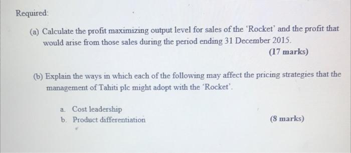 Solved Tahiti plc is a well-established manufacturer of | Chegg.com
