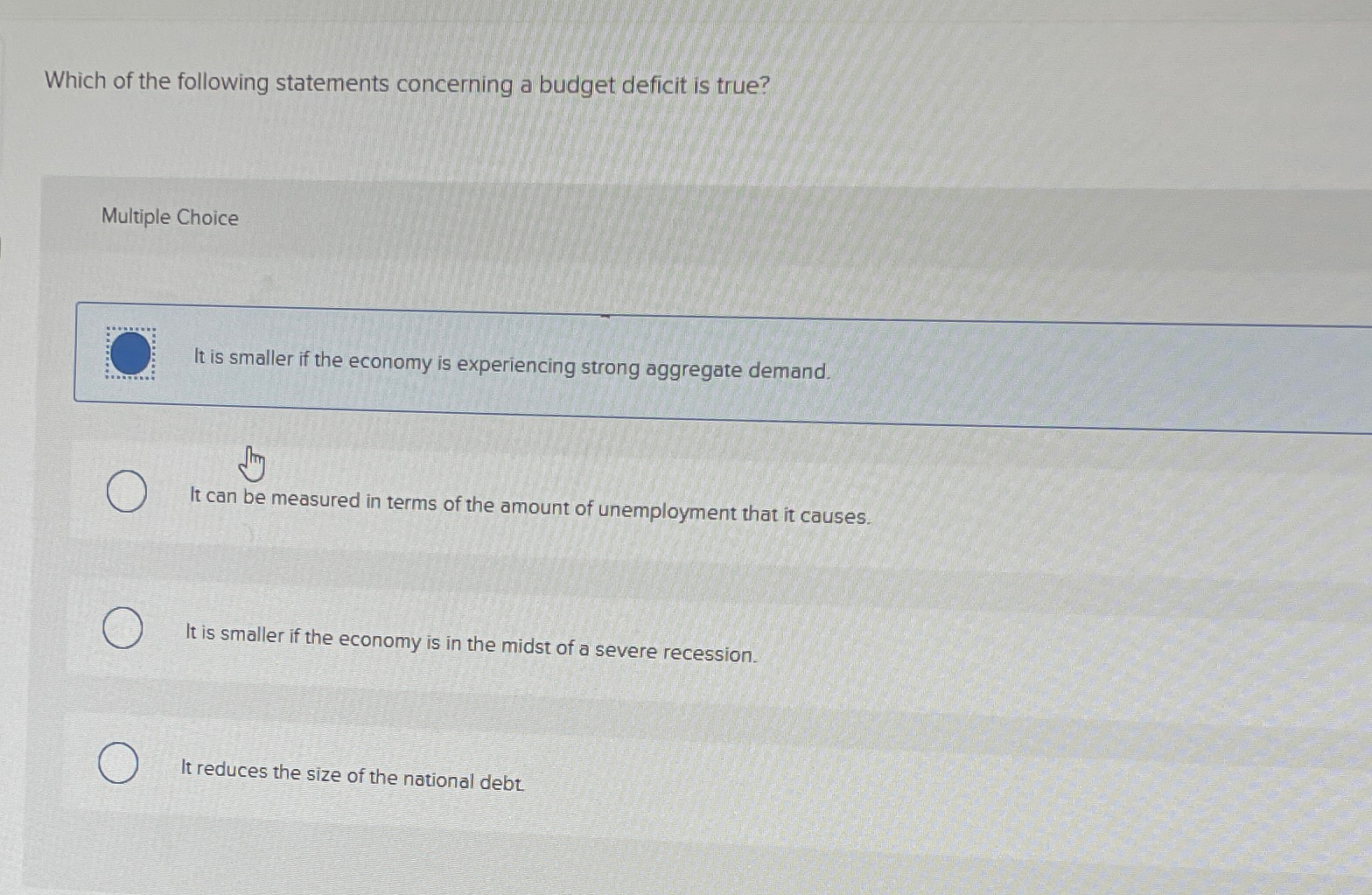 Solved Which of the following statements concerning a budget | Chegg.com