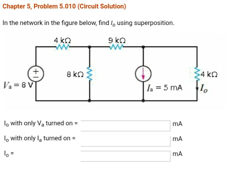 Solved Chapter 5, Problem 5.006 (Circuit Solution) Find 1, | Chegg.com