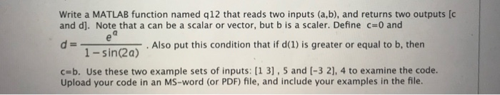 Solved Write a MATLAB function named q12 that reads two | Chegg.com